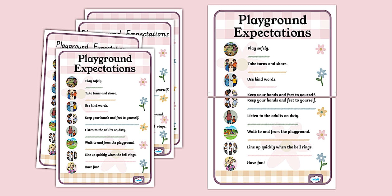 Checkered Charm Themed Playground Expectations Display Poster