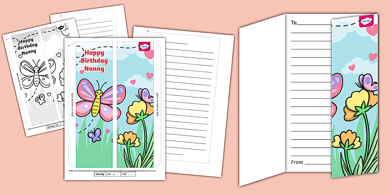 Happy Birthday Nanny Folding Writing Template (teacher made)