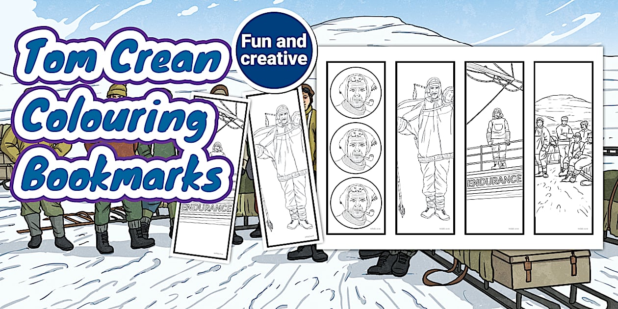 Tom Crean Colouring Bookmarks