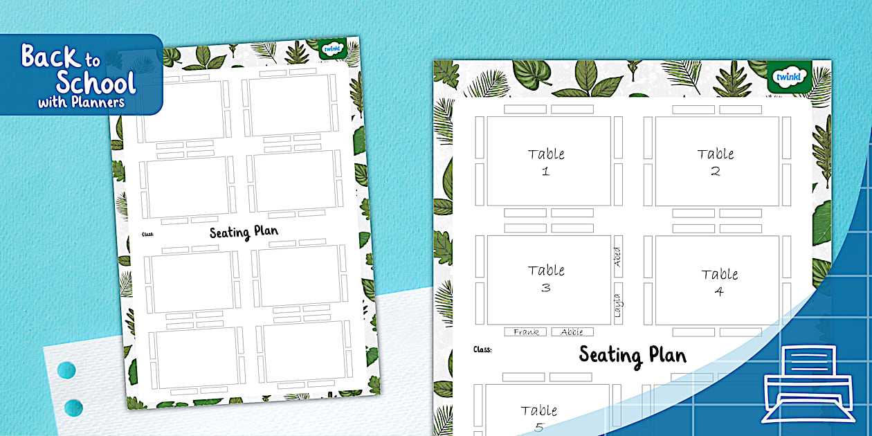 Editable Seating Plan | Back to School | Leaf Theme - Twinkl