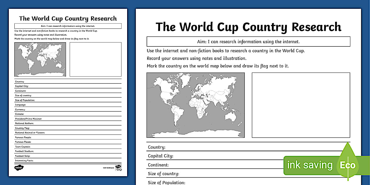 World Cup Country Fact File (Teacher-Made) - Twinkl