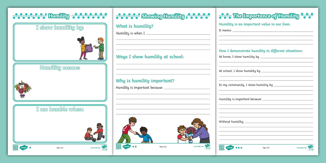 Values Writing Frames - Humility (teacher made) - Twinkl