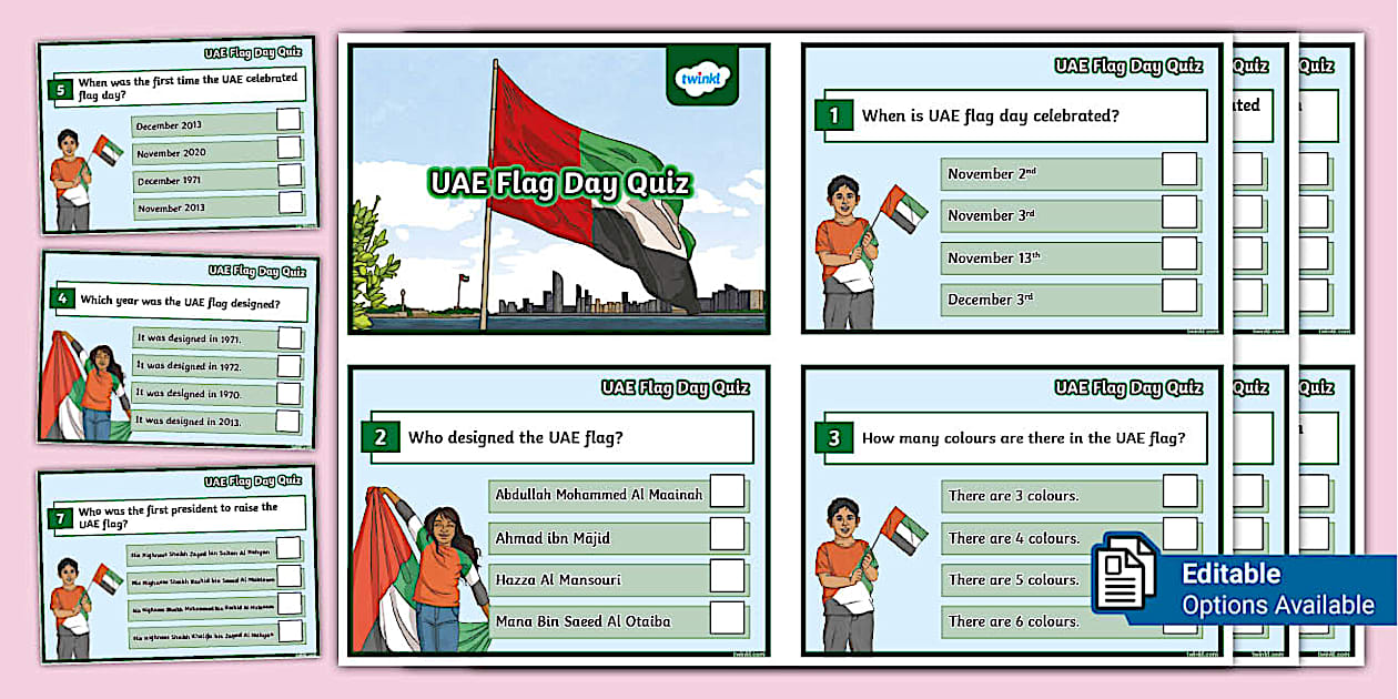 UAE Flag Day Quiz cards (teacher made) - Twinkl