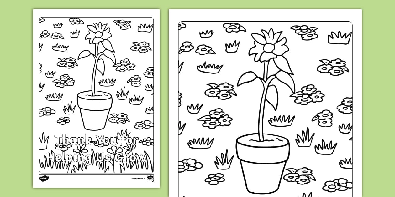 Thank You for Helping Us Grow Colouring Sheet (teacher made)