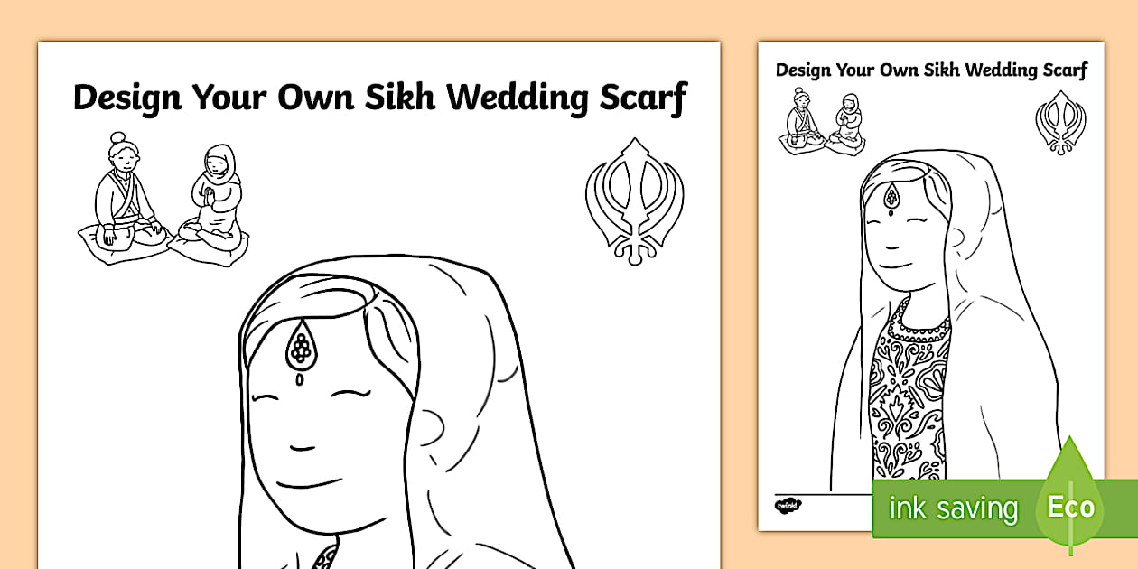 Sikh Art Activities | Sikh Wedding Scarf Design Worksheet