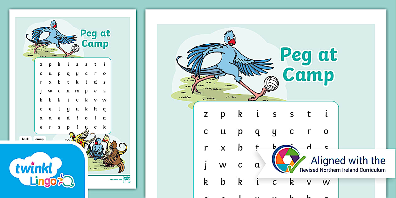 Peg at Camp Phase 2 'k' Word Search (Teacher-Made) - Twinkl