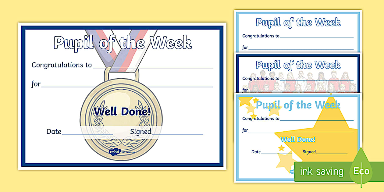 Editable Pupil of the Week Award Certificates (teacher made)