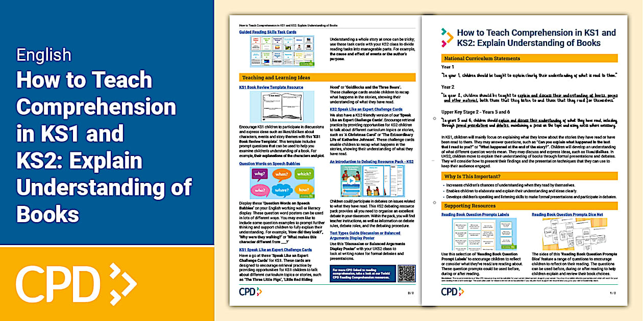 How to Teach Comprehension in KS1 and KS2: Explain Understanding of Books