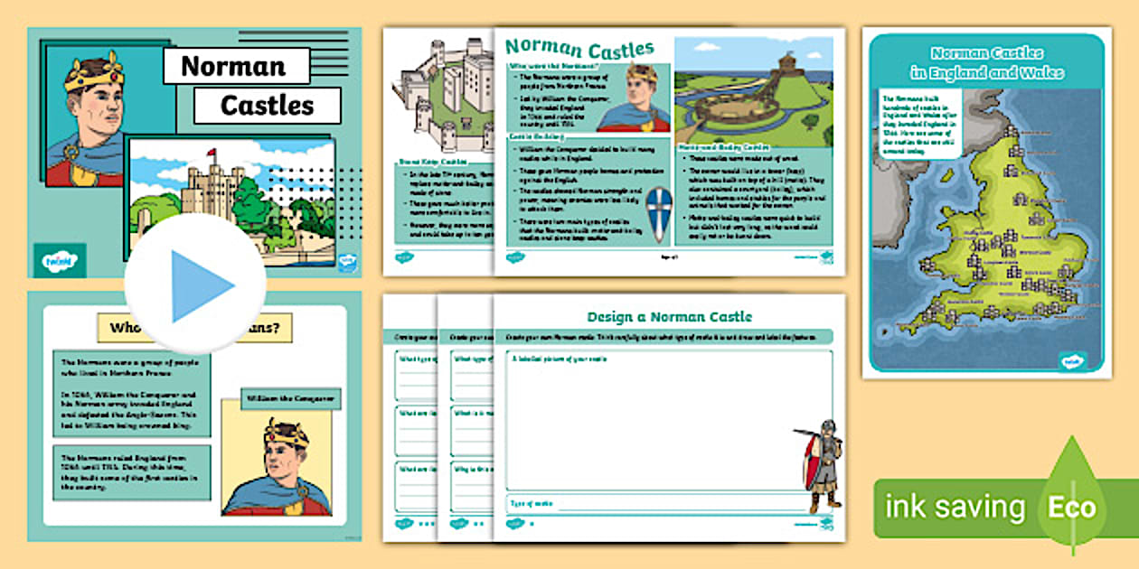 Normans Castles in England andd Wales Teaching Pack - Twinkl