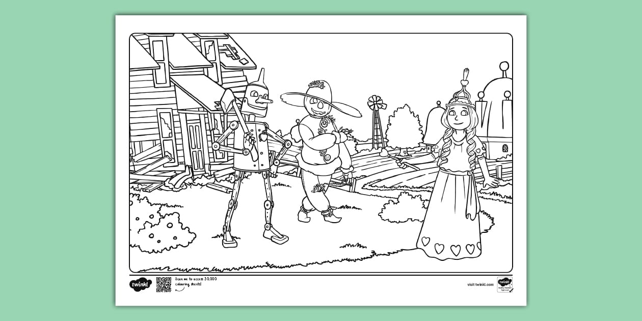 Characters From The Wizard of Oz Colouring Sheet - Twinkl