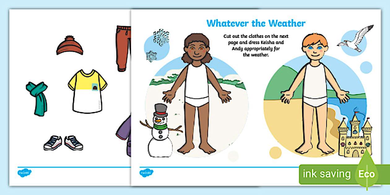 Black and White Whatever the Weather - Dressing for the Weather Activity