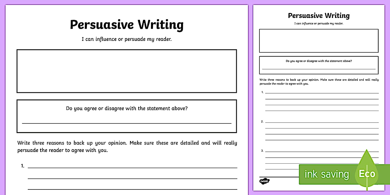 Editable Blank Persuasive Writing Template (teacher made)