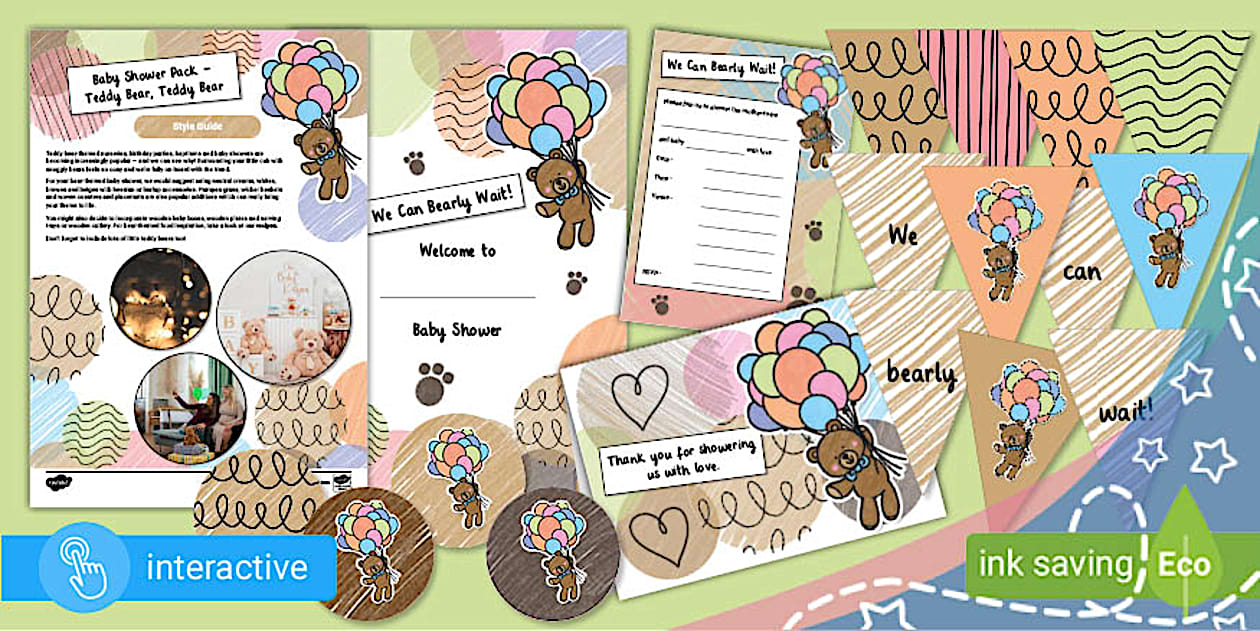 FREE! - Teddy Bear-Themed Baby Shower Pack (teacher made)
