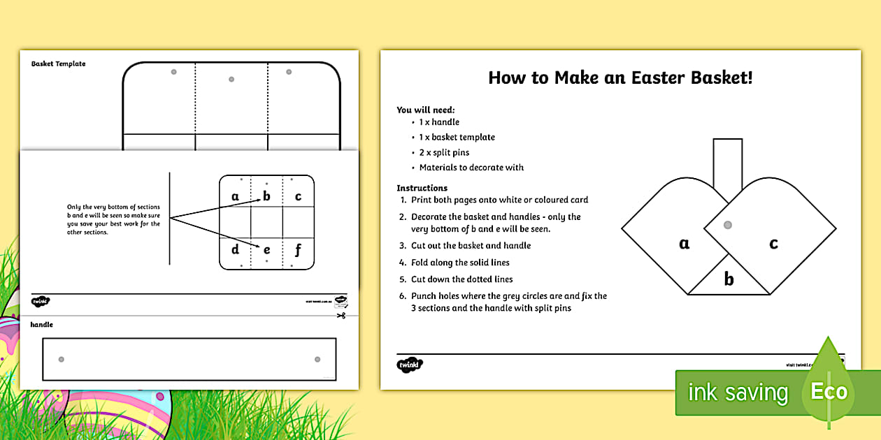Easter Basket Template | Spring Craft Activity | F-2