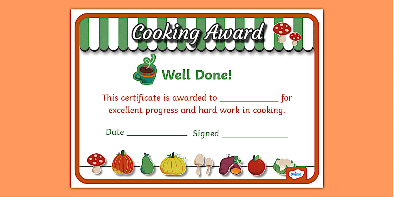 Autumn-Market Themed Cooking Certificate (teacher made)