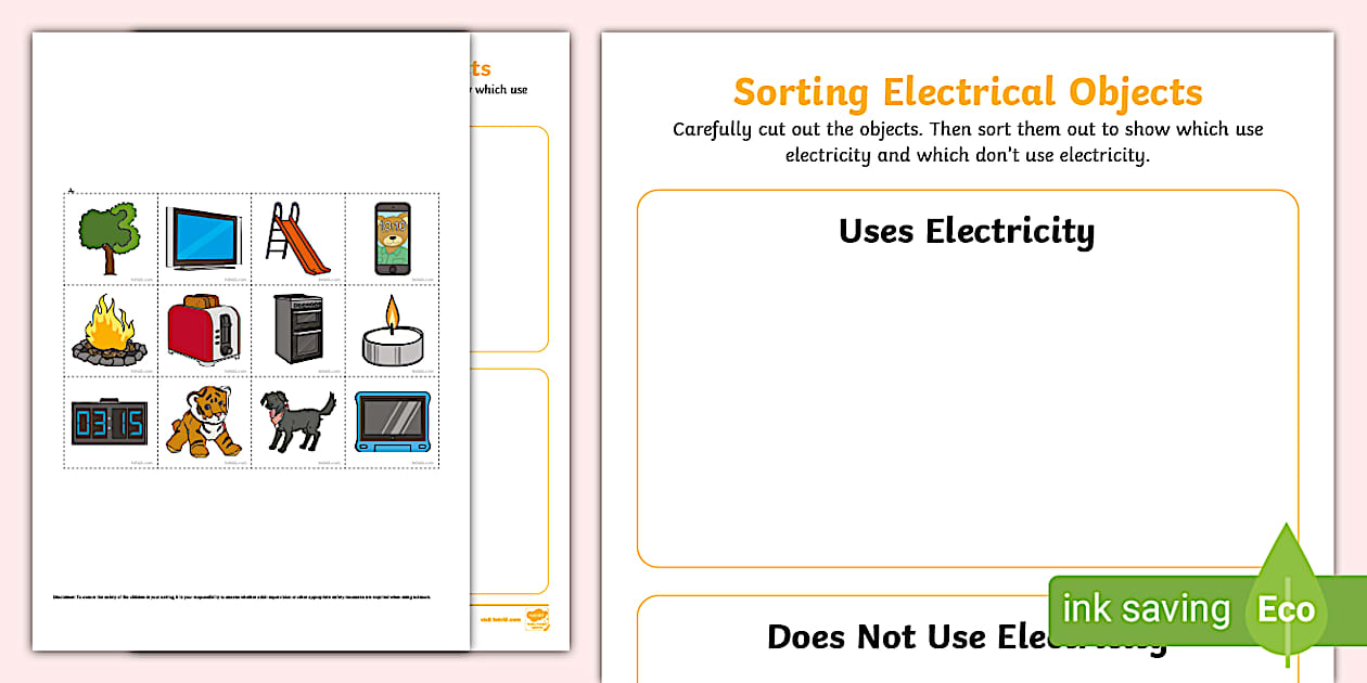 Sorting Electric Objects (teacher made) - Twinkl