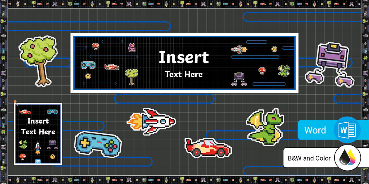 Retro Arcade Theme Editable Bulletin Board Pack