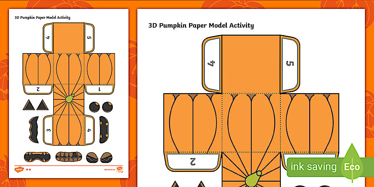 Simple Make Your Own 3D Pumpkin Halloween Paper Craft