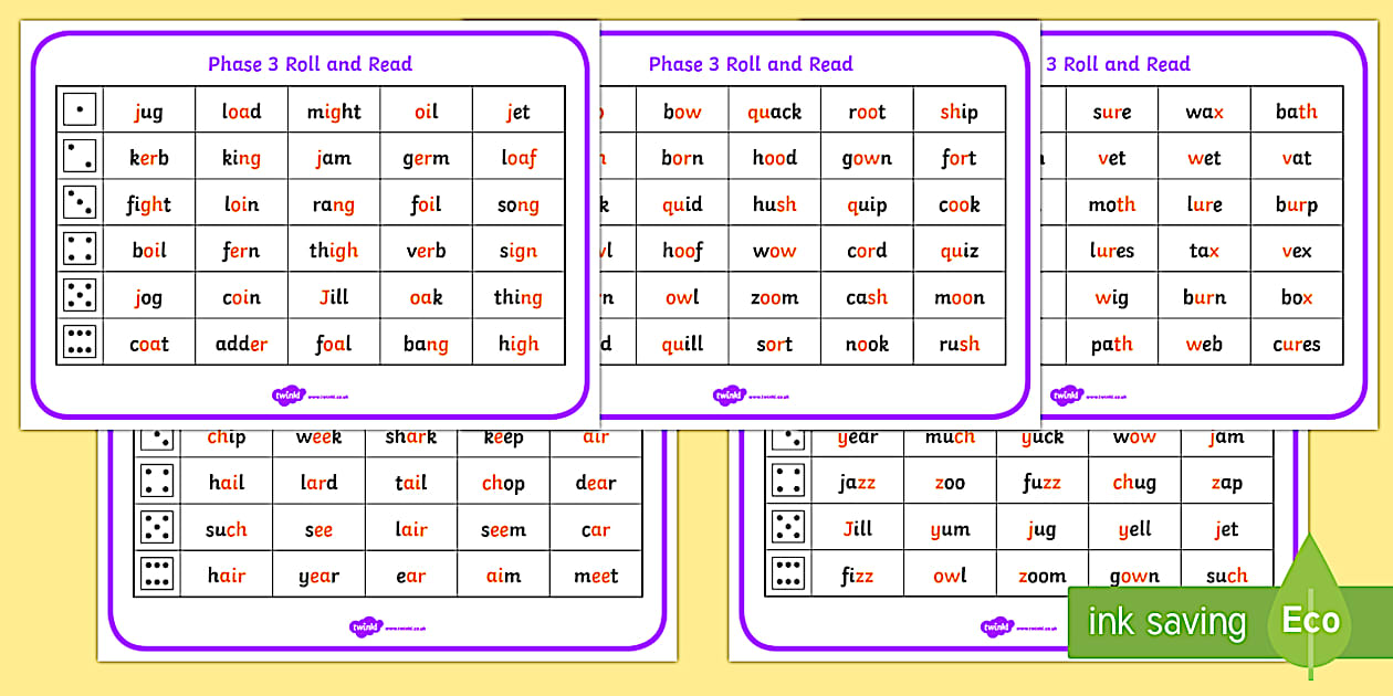 Phase 3 Mixed Roll and Read Mats Resource Pack - Phase 3 Complete ...