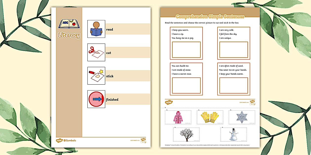 SEND Structured Steps Winter Comprehension Simple Sentences