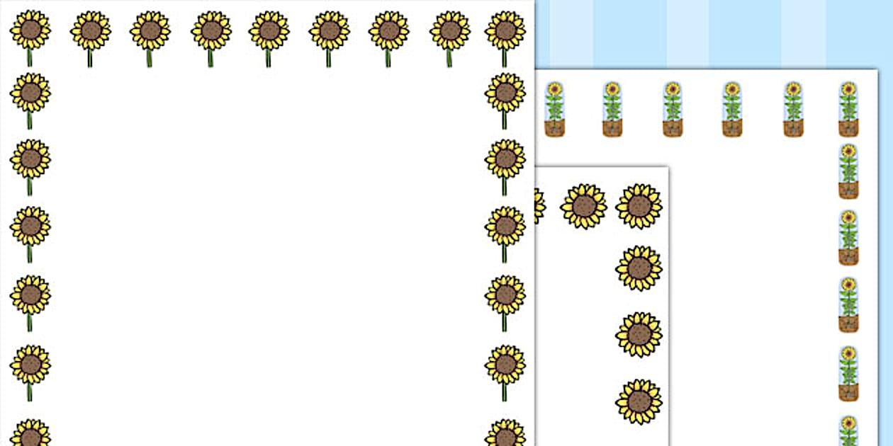 Sunflower Page Borders (teacher made) - Twinkl