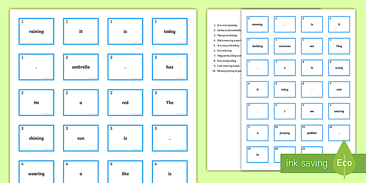 Weather Sentence Construction Cards (teacher made) - Twinkl