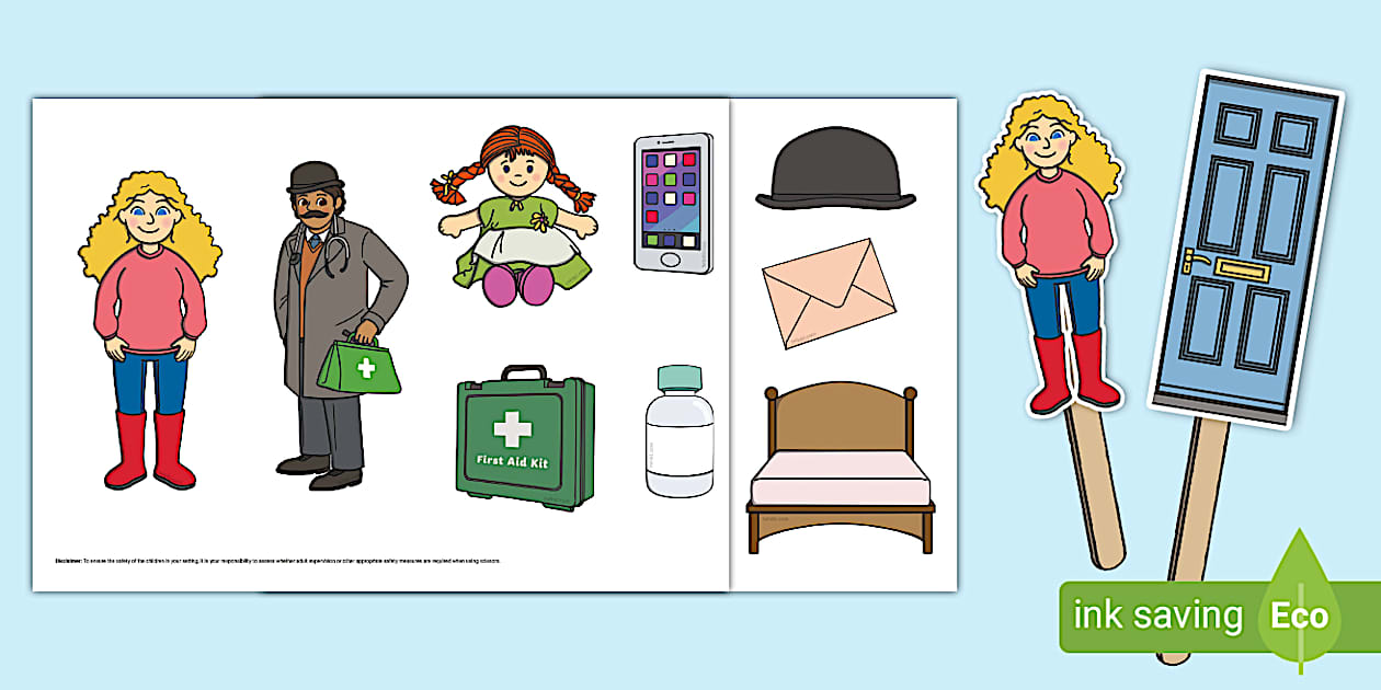 Miss Polly Had a Dolly Stick Puppets (teacher made) - Twinkl