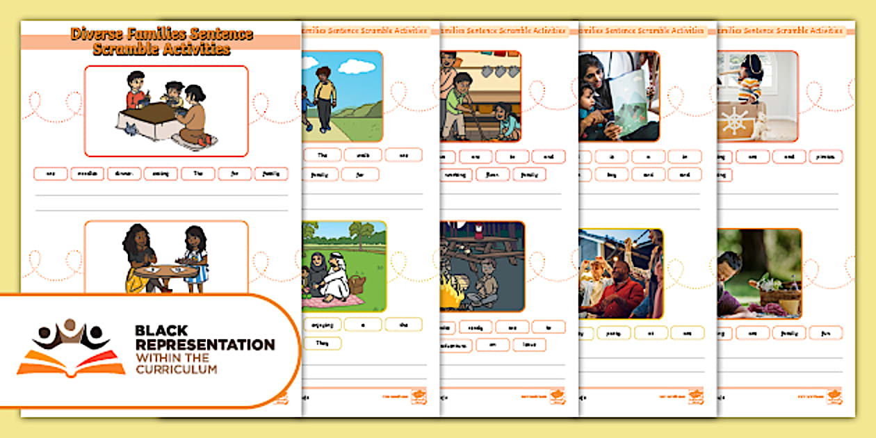 Diverse Families Sentence Scramble Activities (teacher made)