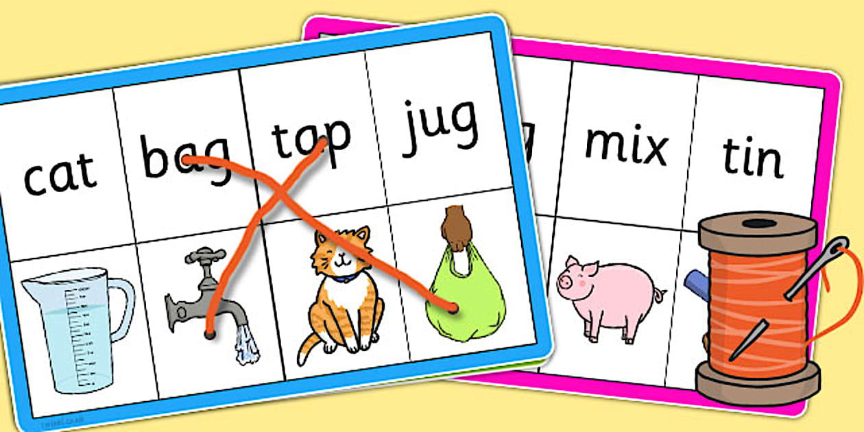 CVC Words Matching Threading Cards - Twinkl