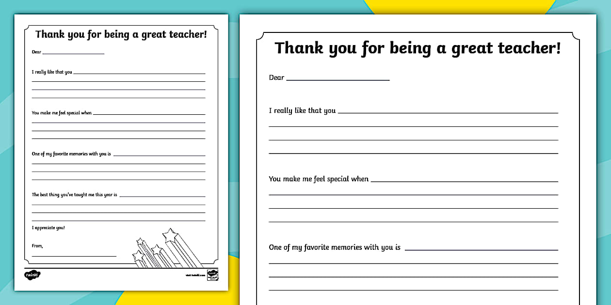 Teacher Appreciation Letter Template Activity | Twinkl USA