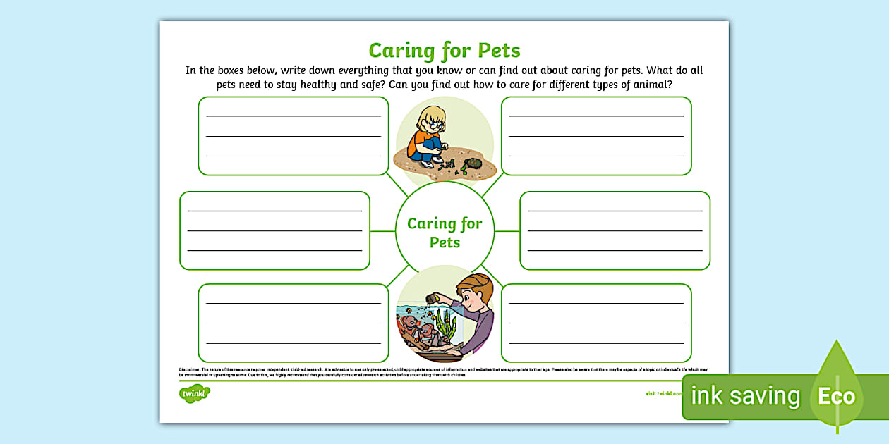 Caring for Pets Mind Map, Looking After Pets (teacher made)