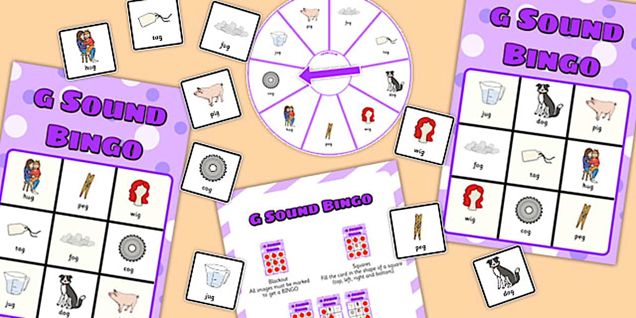 Final 'G' Sound Spinner Bingo (teacher made) - Twinkl
