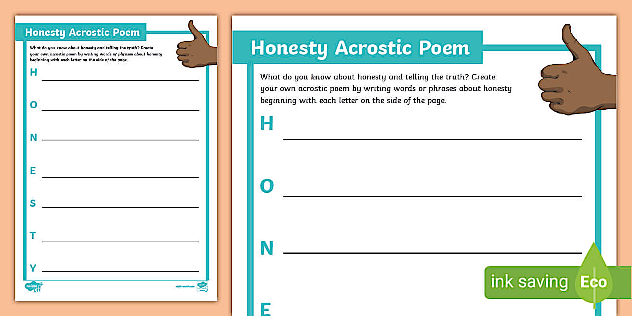 Honesty Acrostic Poem Activity (teacher made) - Twinkl