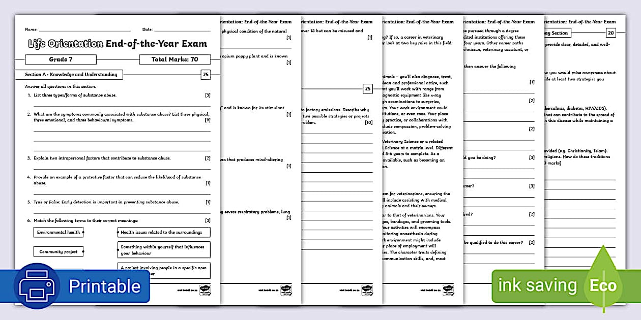 Grade 7 Life Orientation Exam | Twinkl South Africa - Twinkl