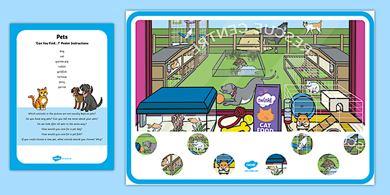 Pets Can You Find...? Poster and Prompt Card Pack - Twinkl
