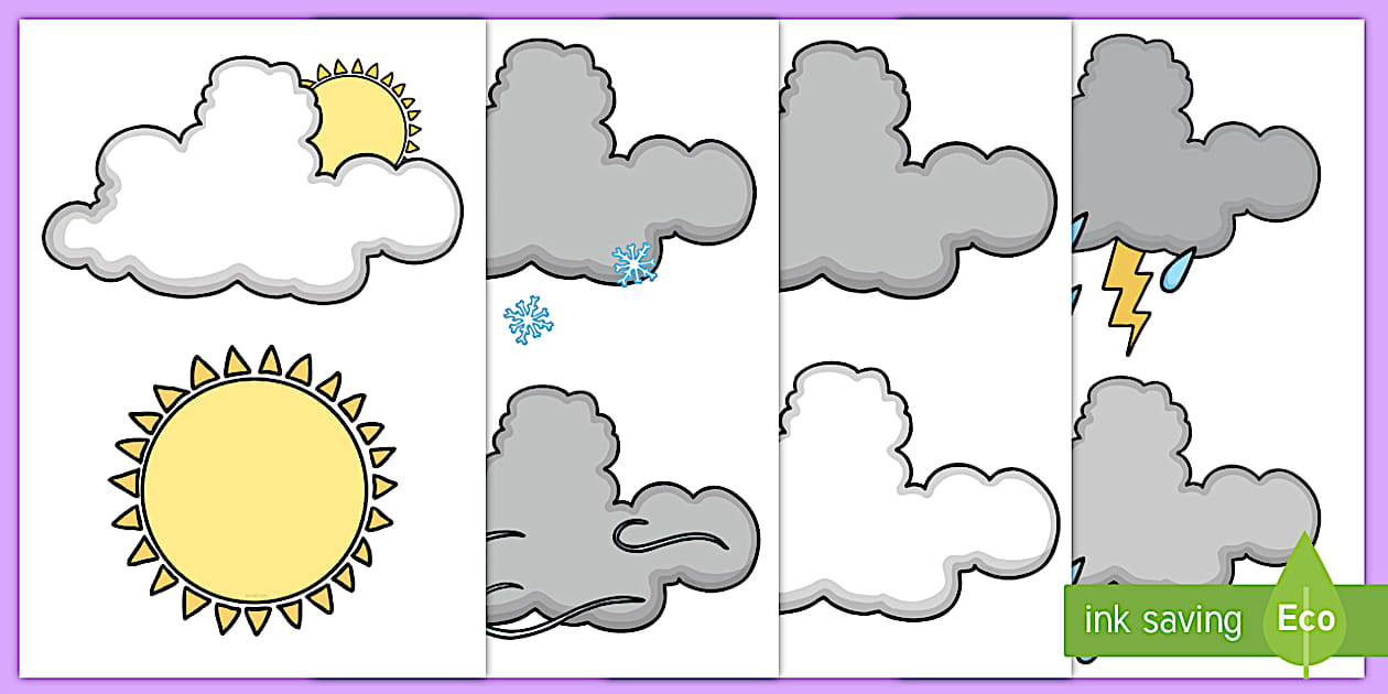 Printable Weather Chart Symbol Cut-Outs - Teaching Resources
