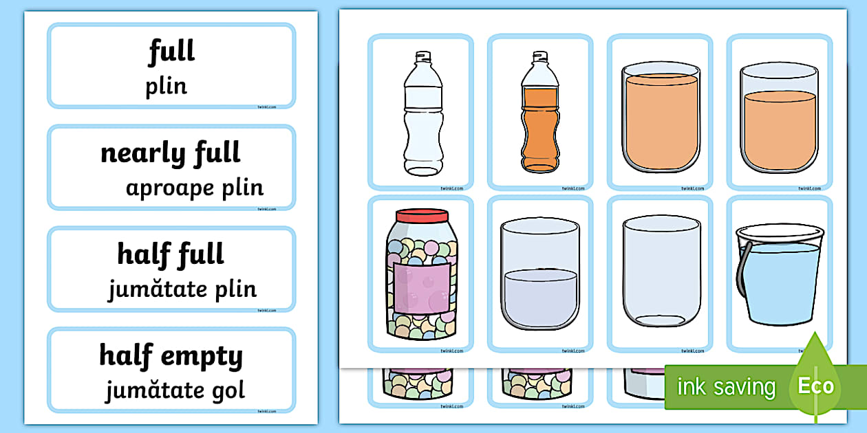 Capacity Matching Cards English/Romanian - Capacity Matching Cards EYFS