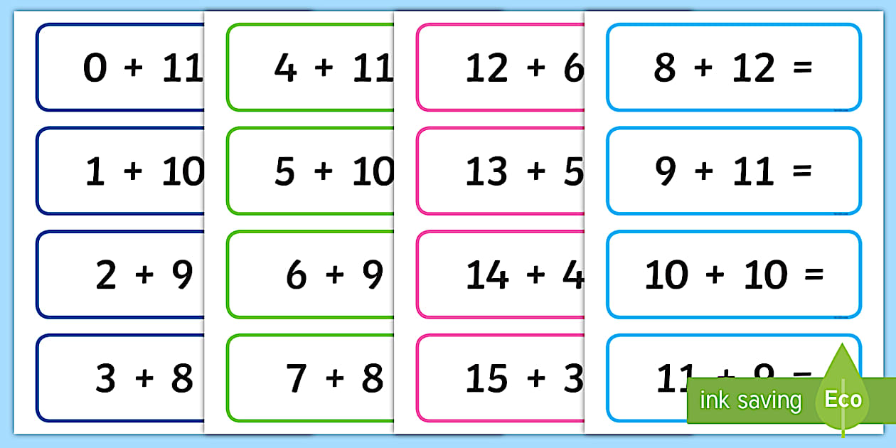 Number Bonds 11 to 20 Cards - Twinkl