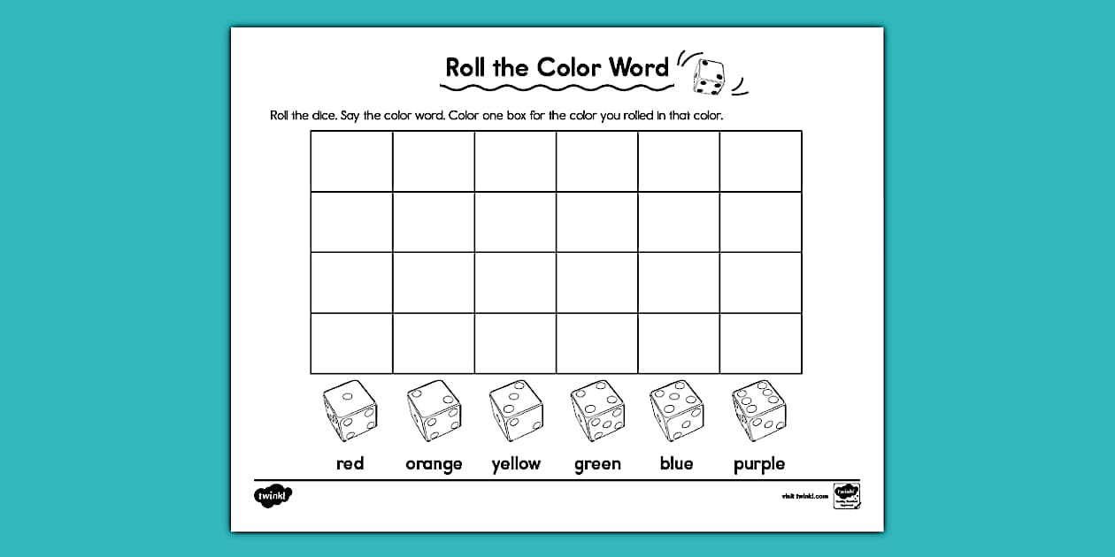 Roll the Dice Color Word Activity (teacher made) - Twinkl