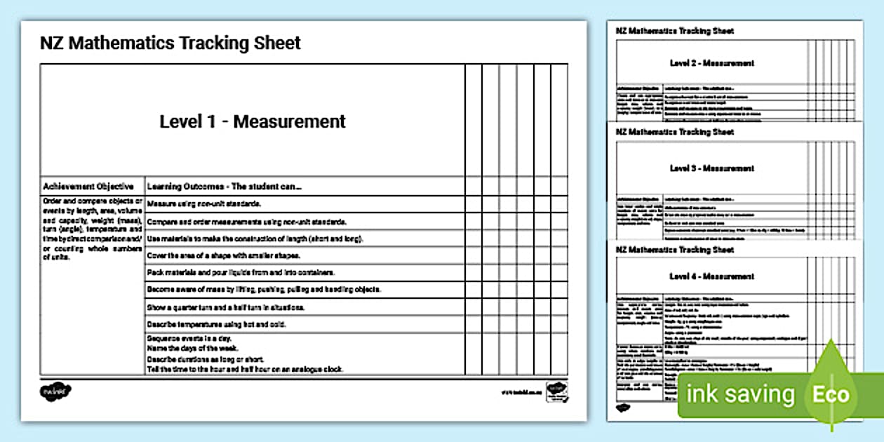 Measurement Tracking Sheets (teacher made) - Twinkl