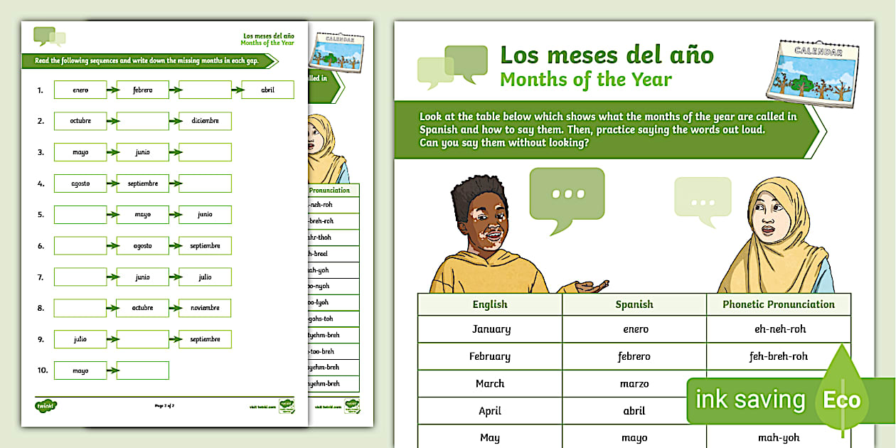 👉 Spanish: Months of the Year Activity Sheet - Twinkl