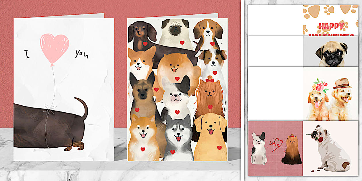 Dog Valentine's Day Cards | Twinkl Party (Teacher-Made)