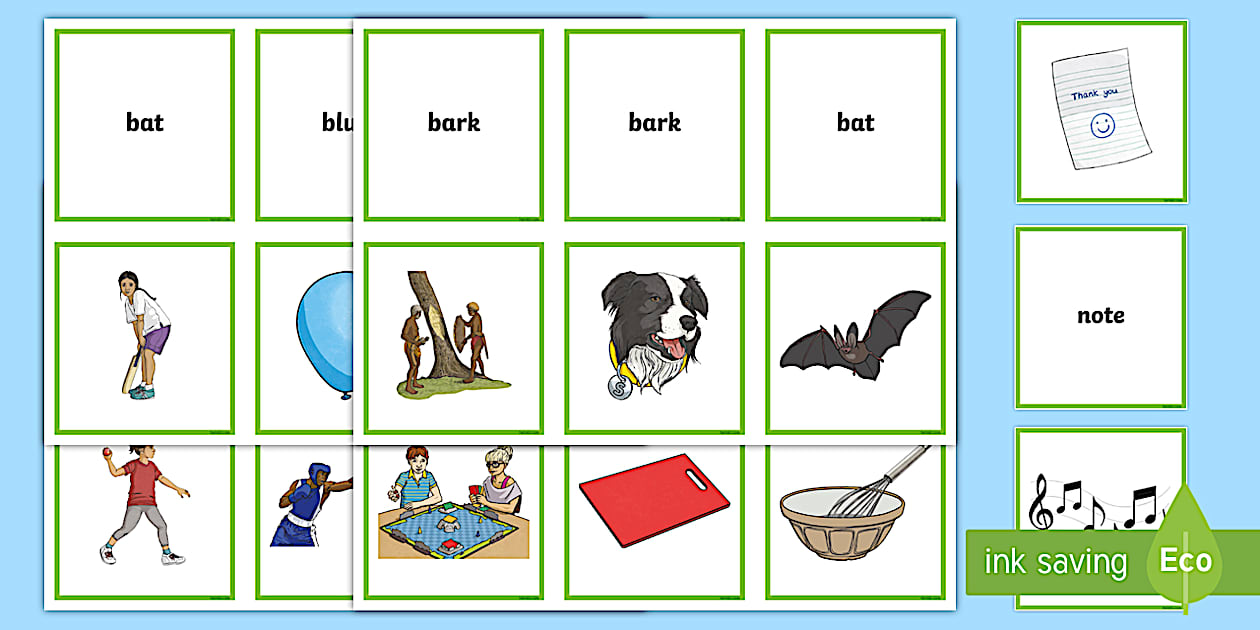 Homonyms Matching Cards (teacher made) - Twinkl