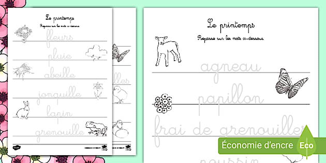 Activité d'écriture : mots sur le thème du printemps