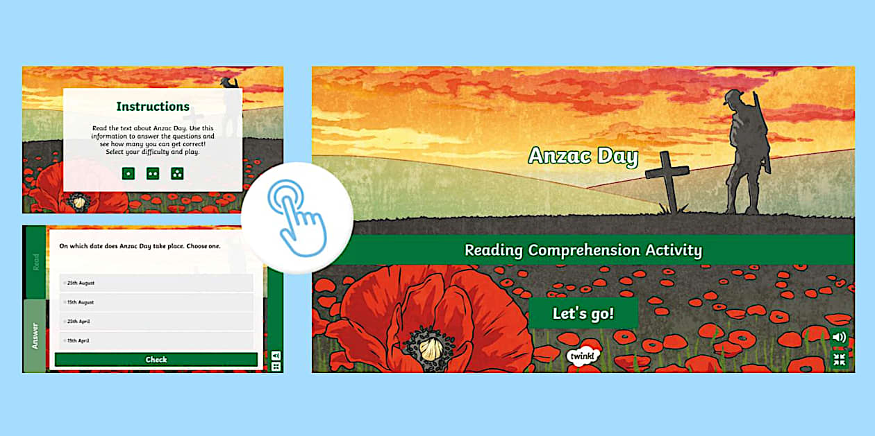Anzac Day Differentiated Interactive Comprehension Activity