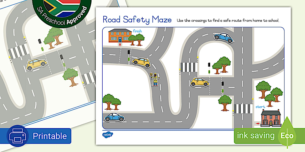 Road Safety Crossing The Road Safety Maze Activity Sheet
