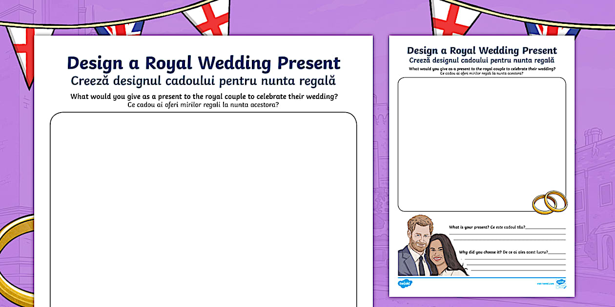 KS2 Design a Royal Wedding Gift Worksheet English/Romanian