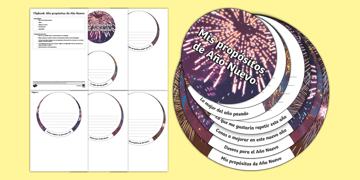 Flipbook: Mis propósitos de Año Nuevo (teacher made)