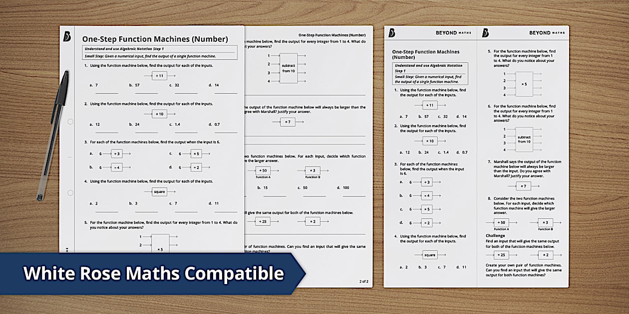 👉 White Rose Maths Year 7 Function Machine Worksheet | KS3
