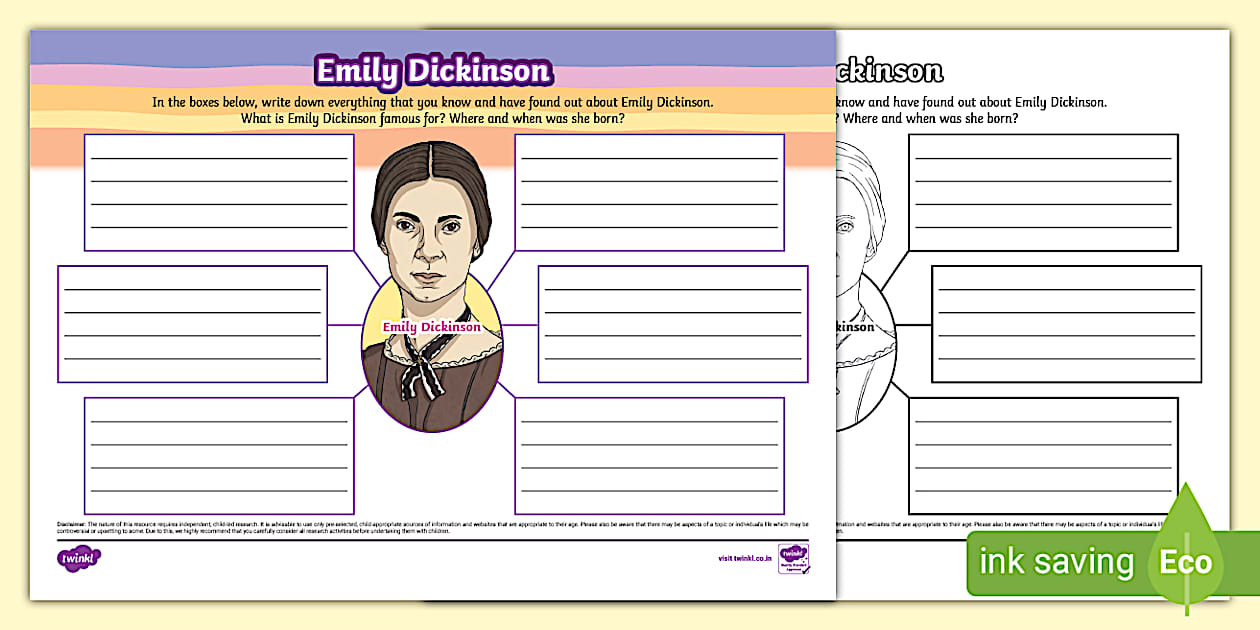 Emily Dickinson Mind Map (teacher made) - Twinkl
